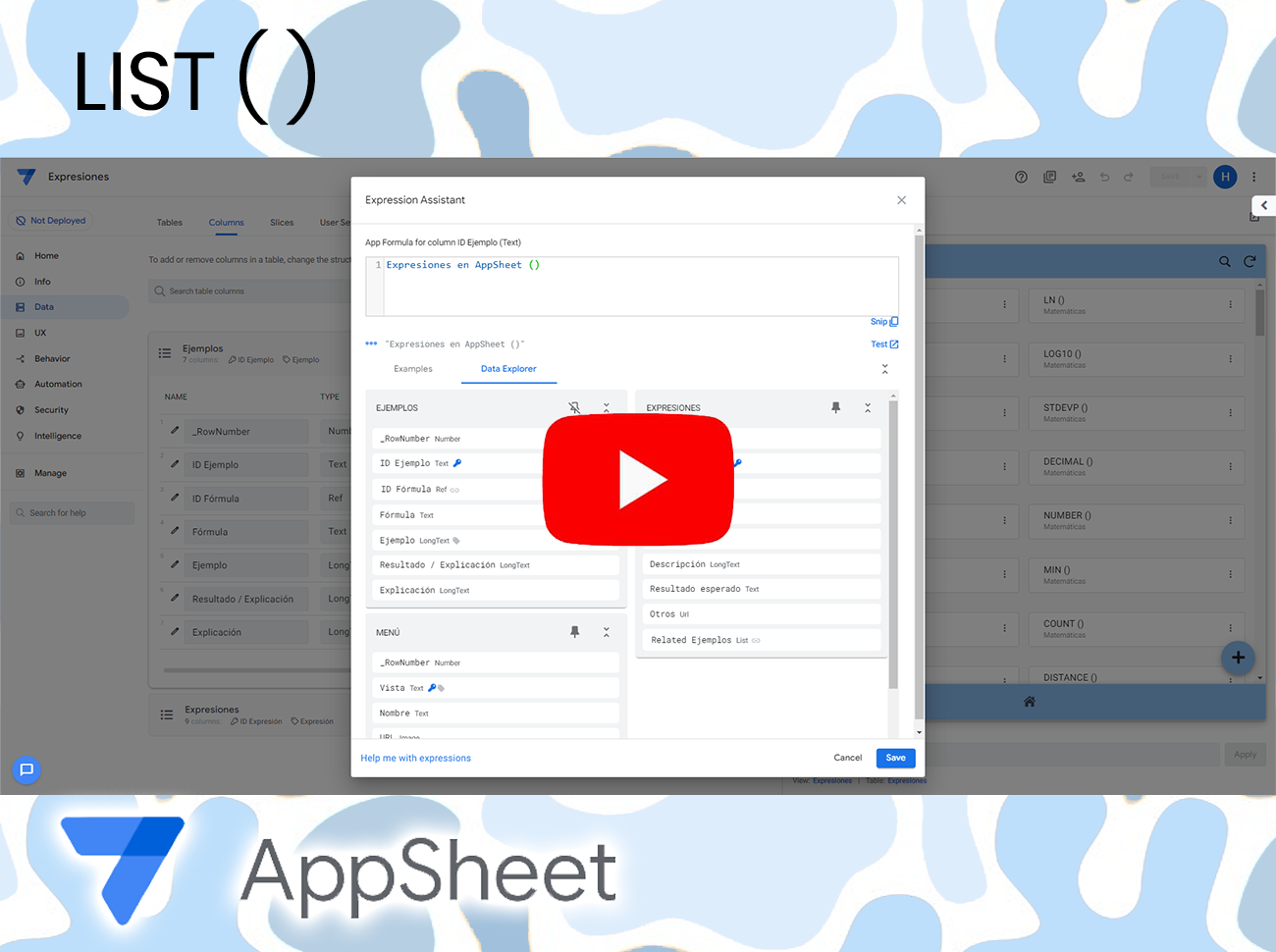 LIST - AppSheet Expresiones - Tailorsheet