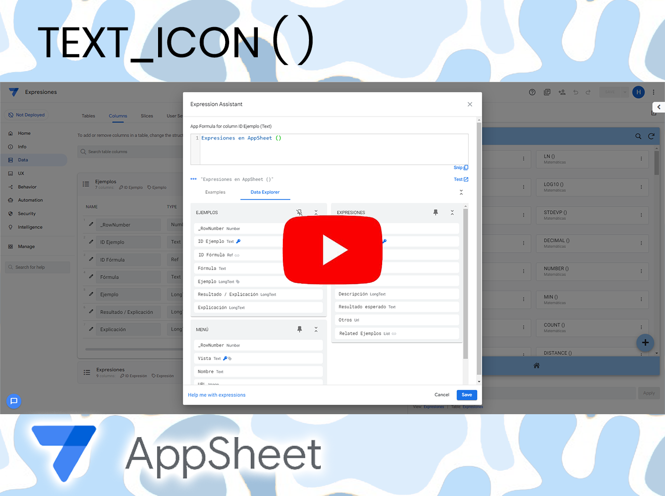 TEXT_ICON - AppSheet Expresiones - Tailorsheet